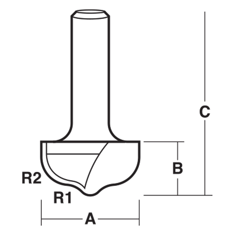 2 Flute - Ogee Bit Rounded Bottom - Carbide Tipped - Carbitool