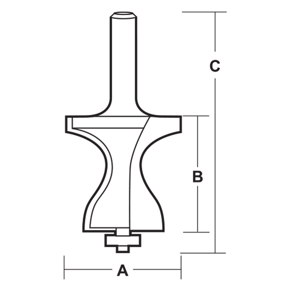 2 Flute - Stair Handrail Bit with Ball Bearing Guide - Carbide Tipped ...