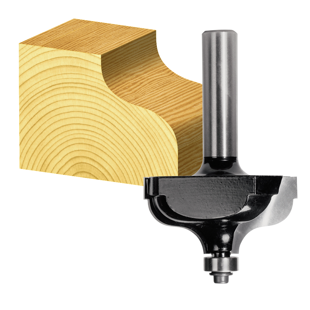 OGEE BIT 9.5MM RAD. TCT, 2 FLT 1/2 SHK W/BEAR - Carbitool