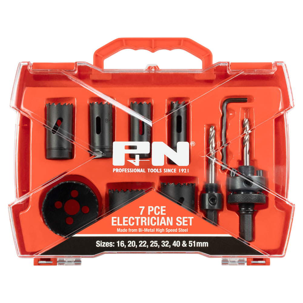 HOLESAW BI-METAL ELECTRICIAN SET 16-40MM 7PC P&N - P&N Tools